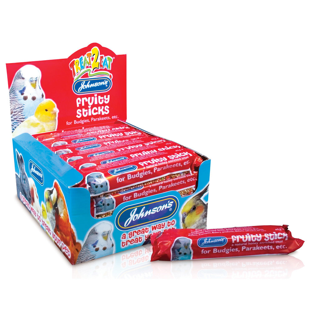 Johnsons Budgie Fruity Stick - Bulk Box of 28 Garden Feathers Bird ...